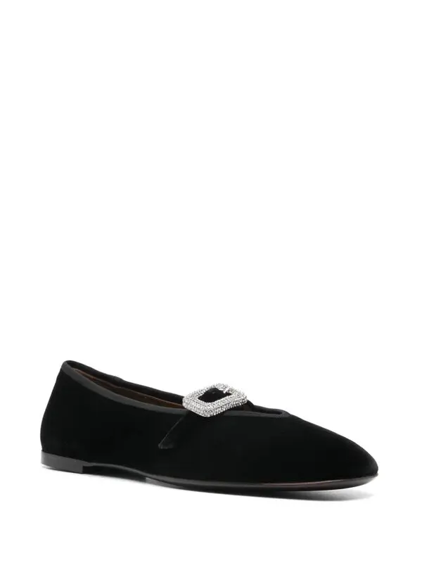 GIUSEPPE ZANOTTI Georgia Buckle Velvet Ballet Flats - Black