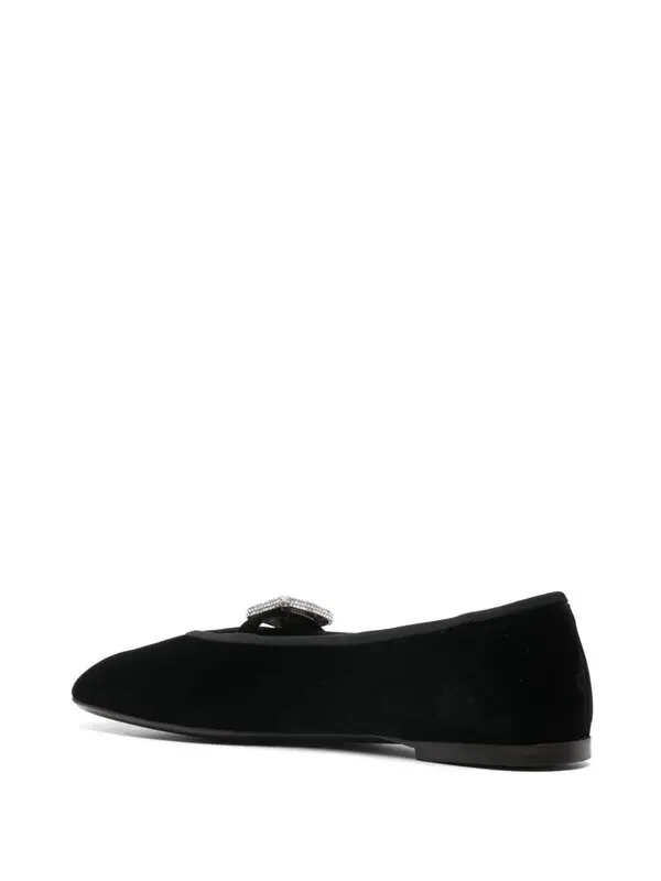 GIUSEPPE ZANOTTI Georgia Buckle Velvet Ballet Flats - Black