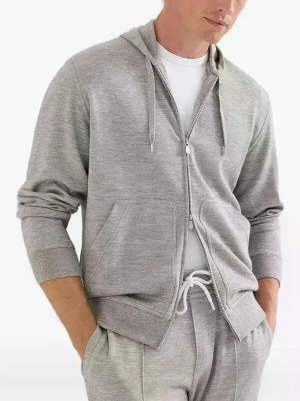 Brunello Cucinelli Drawstring Hooded Cardigan - Grey
