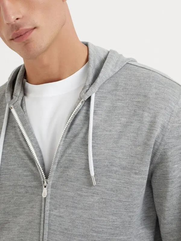 Brunello Cucinelli Drawstring Hooded Cardigan - Grey