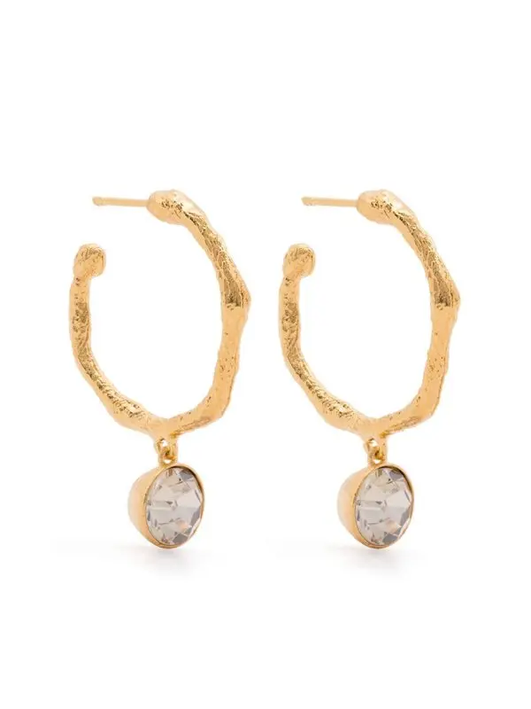 FORTE_FORTE Crystal-pendant Hoop Earrings - Gold