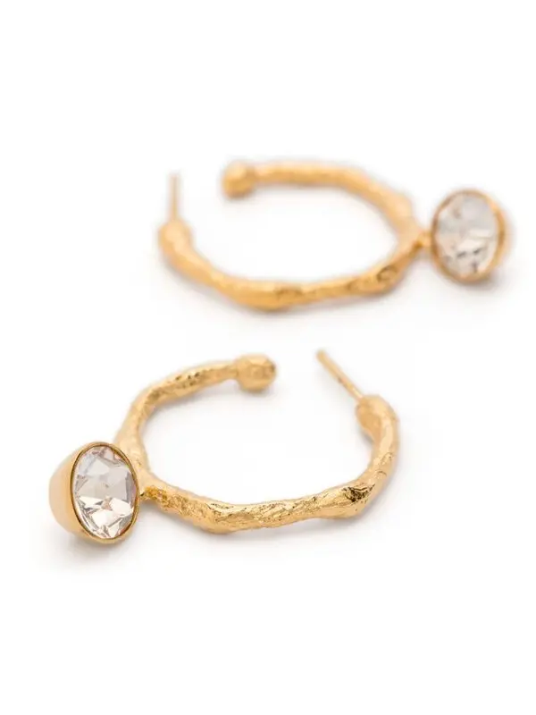 FORTE_FORTE Crystal-pendant Hoop Earrings - Gold