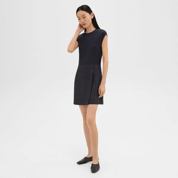 Theory Mini Wrap Dress In Tweed