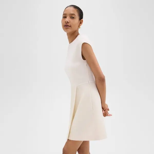 theory knit combo dress in recycled satin Wool-Viscose Combo Dress