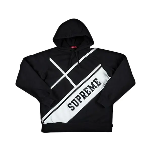 Supreme Diagonal Hooded Sweatshirt - Black