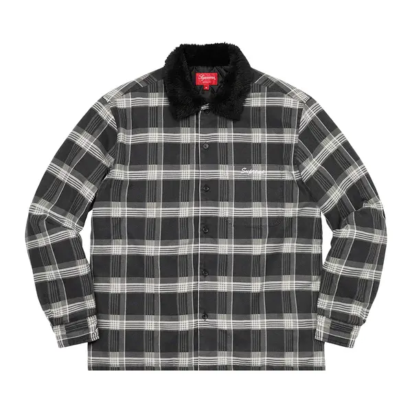 Supreme Faux Fur Collar Flannel Shirt