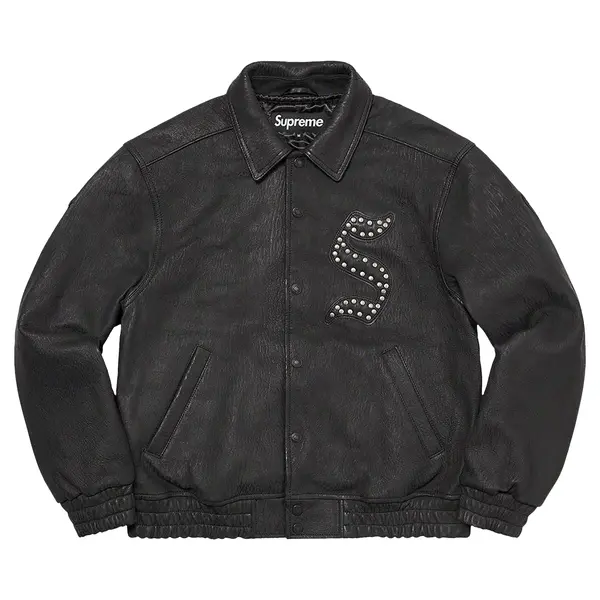 Supreme Pebbled Leather Varsity Jacket