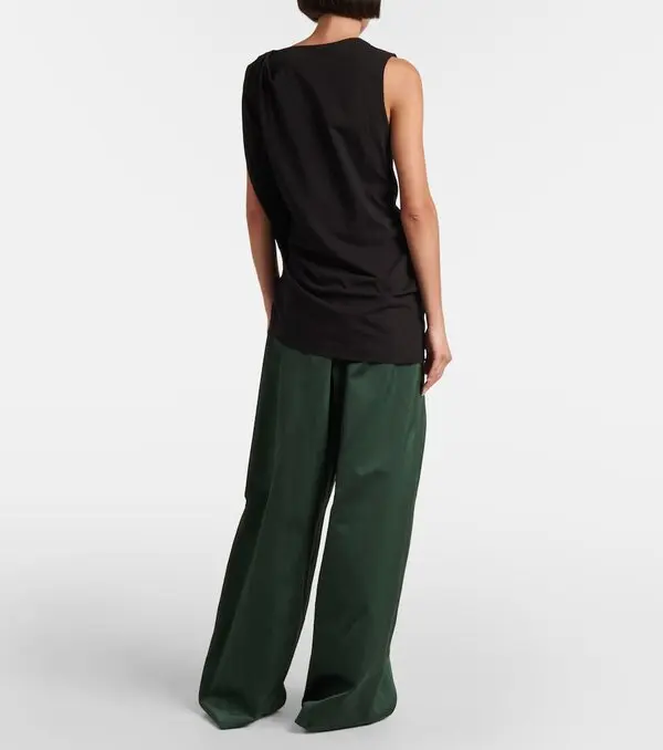 Dries Van Noten Draped Cotton Jersey Top - Black
