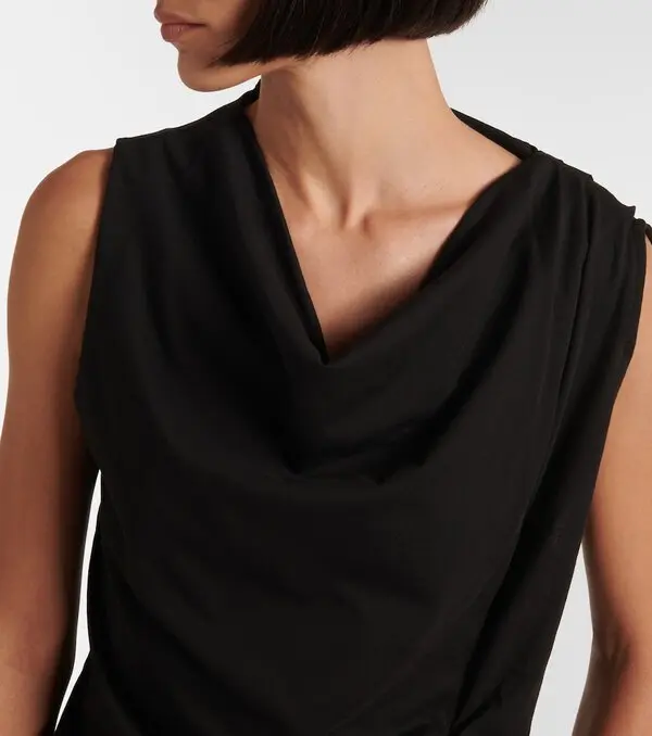 Dries Van Noten Draped Cotton Jersey Top - Black