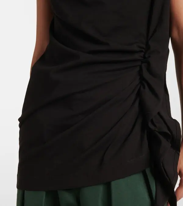 Dries Van Noten Draped Cotton Jersey Top - Black