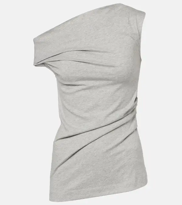 Dries Van Noten Draped Cotton Jersey Top - Grey