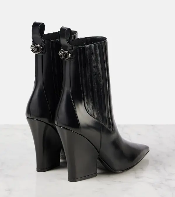 Valentino Garavani Vlogo Lockette Leather Ankle Boots