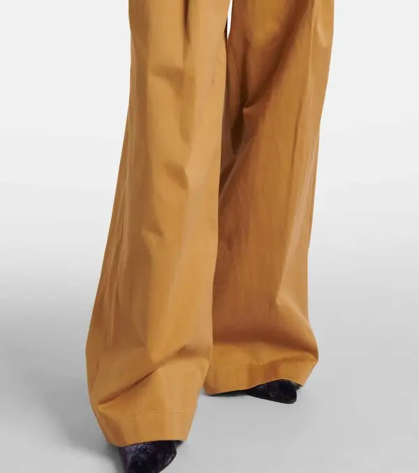 Dries Van Noten Cotton Wide-leg Trousers - Beige
