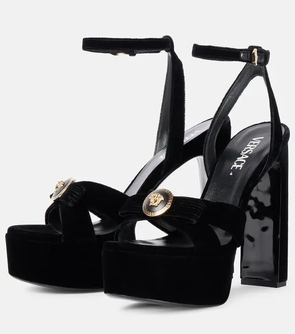 Versace Medusa Velvet Platform Sandals