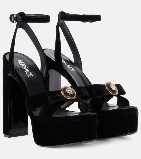 Versace Medusa Velvet Platform Sandals