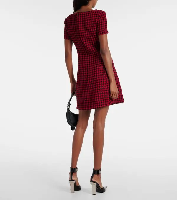 Versace Checked Wool-blend Tweed Mini Dress - Red