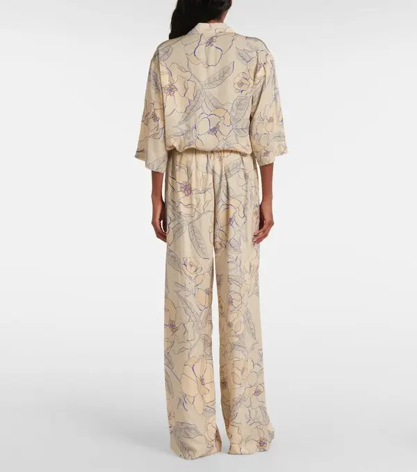 Dries Van Noten Floral Wide-leg Pants - Neutrals