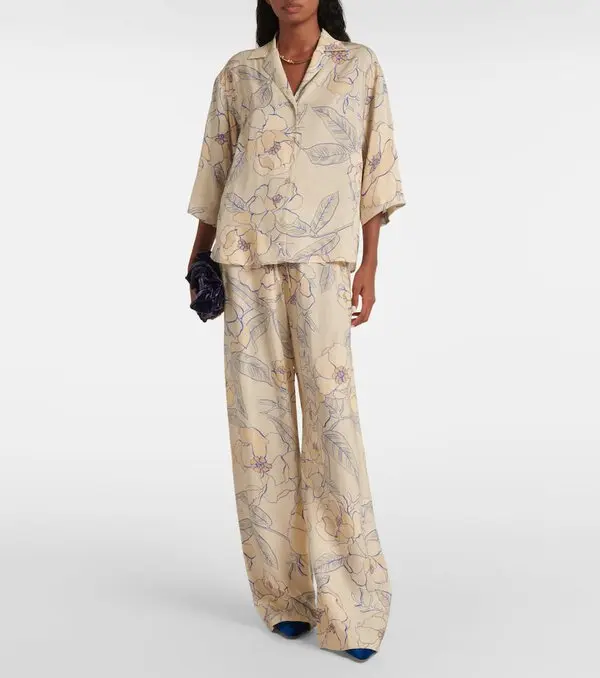 Dries Van Noten Floral Wide-leg Pants - Neutrals