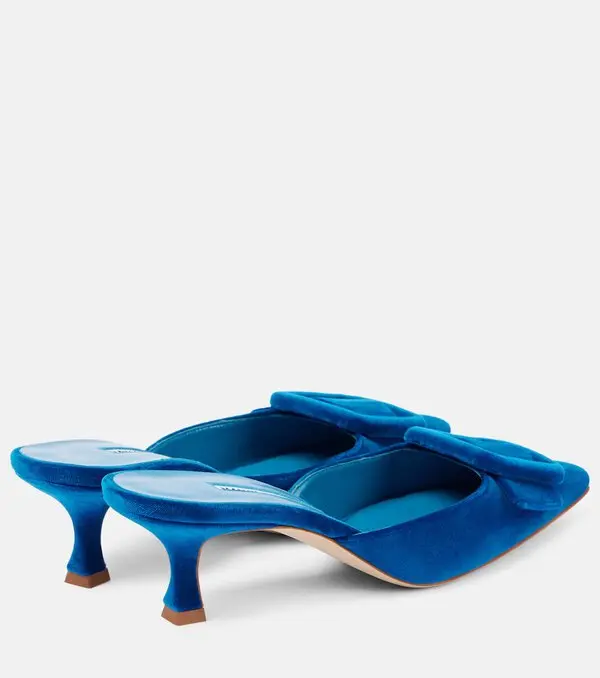 Manolo Blahnik Maysale 50 Velvet Mules - Blue