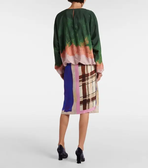Dries Van Noten Ombré Silk-blend Top - Green