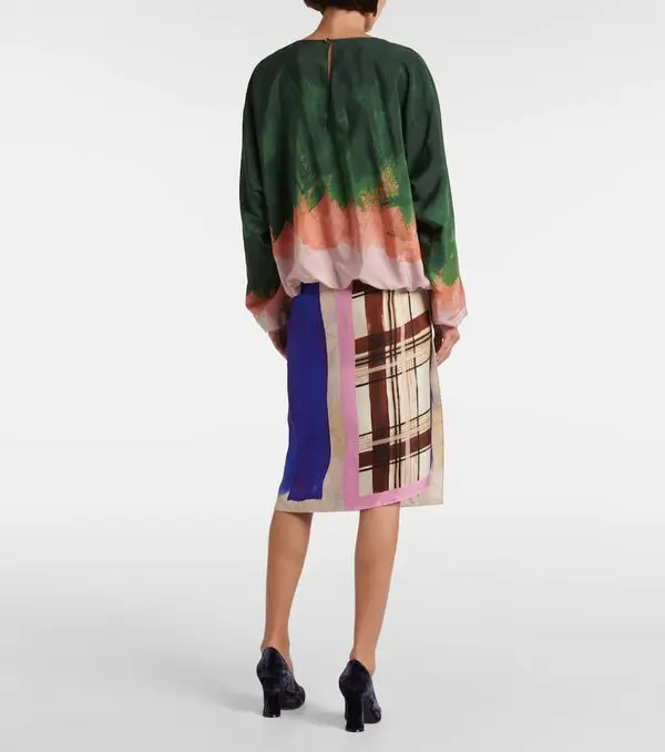 Dries Van Noten Ombré Silk-blend Top - Green