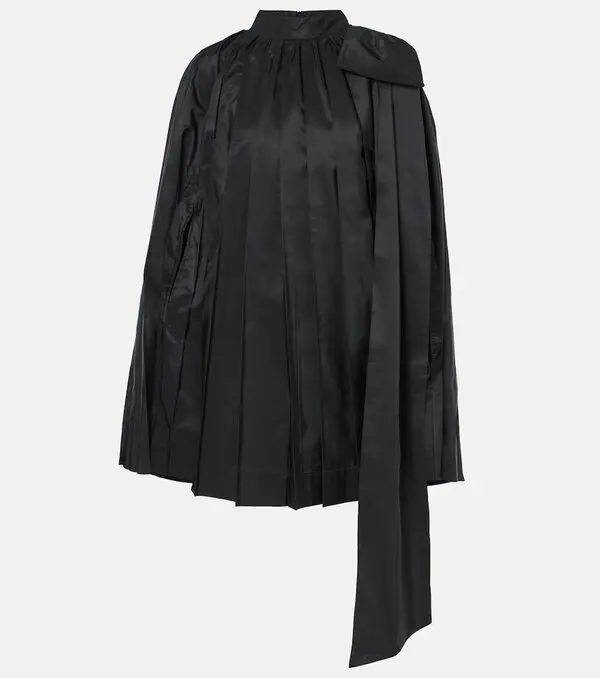 Simone Rocha Caped Pleated Taffeta Minidress - Black
