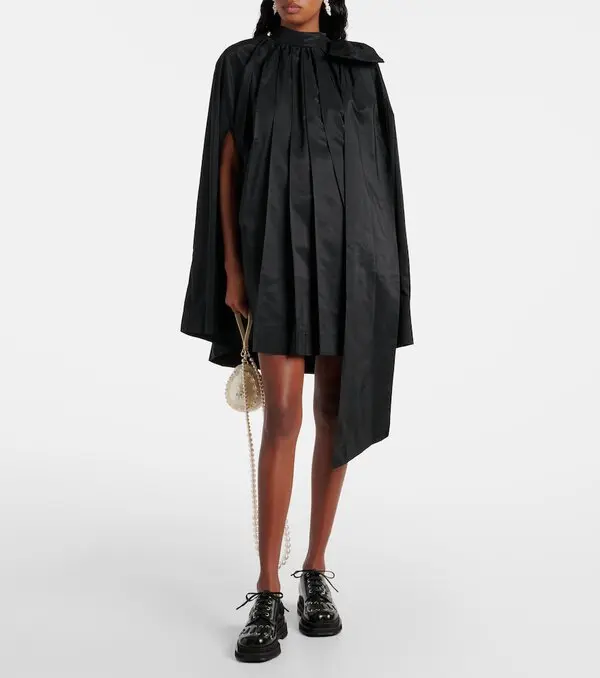 Simone Rocha Caped Pleated Taffeta Minidress