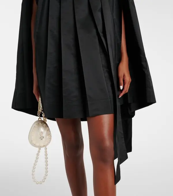 Simone Rocha Caped Pleated Taffeta Minidress