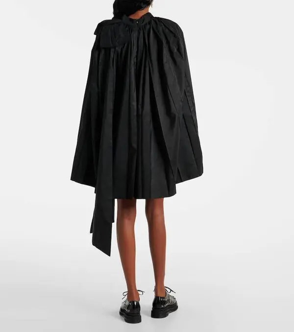 Simone Rocha Caped Pleated Taffeta Minidress