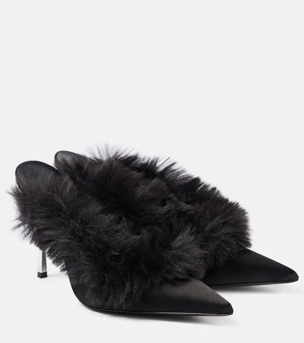Magda Butrym Faux Shearling Mules - Black