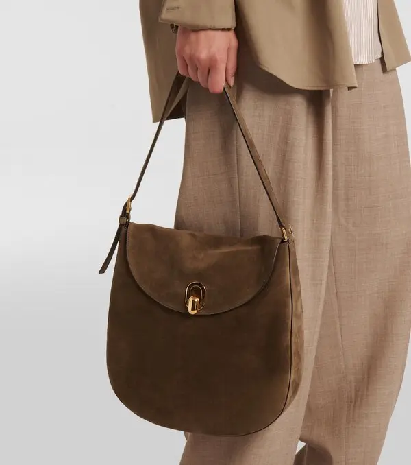Savette Large Tondo Suede Shoulder Bag - Brown