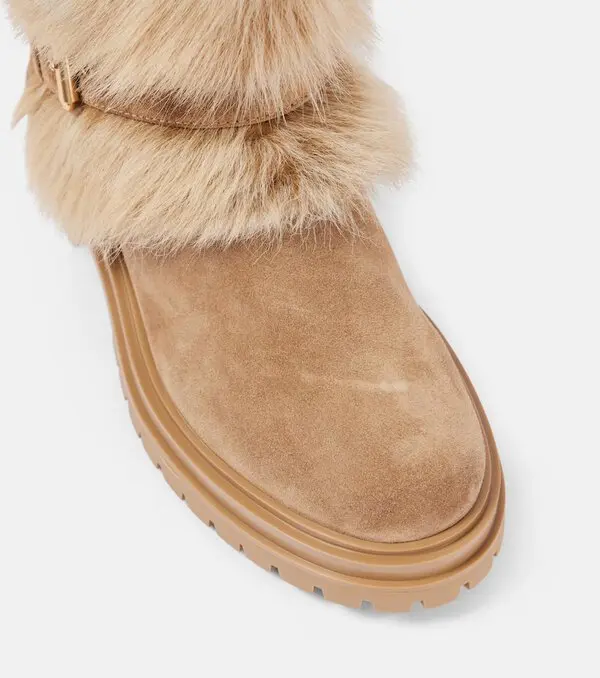 GIANVITO ROSSI Shearling-trimmed Knee-high Boots