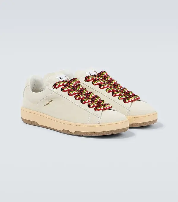LANVIN Lite Curb Suede Sneakers - White