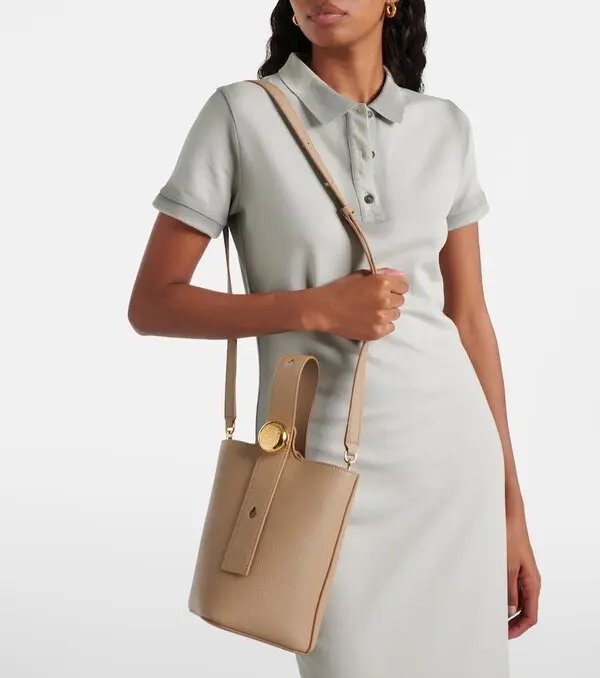 Loewe Pebble Mini Leather Bucket Bag - Beige