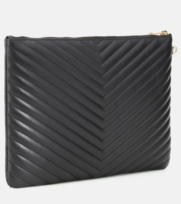 Saint Laurent Cassandre Matelassé Leather Wristlet - Black