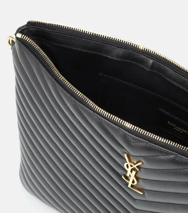 Saint Laurent Cassandre Matelassé Leather Wristlet - Black