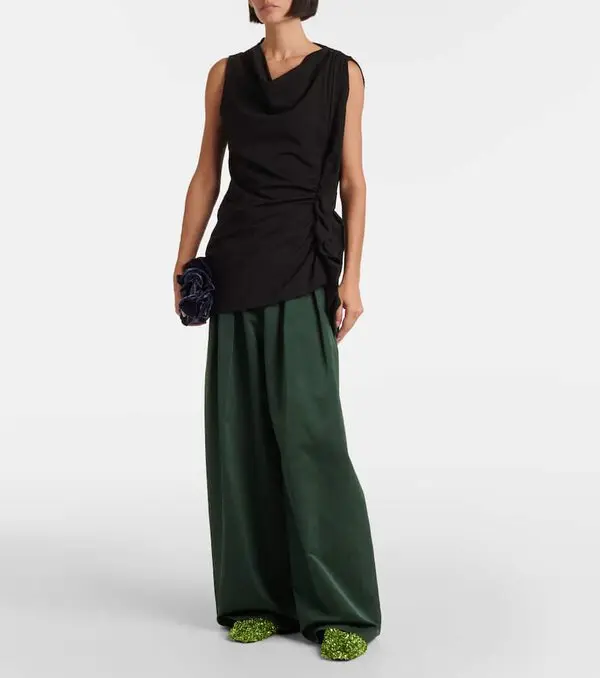 Dries Van Noten Draped Cotton Jersey Top