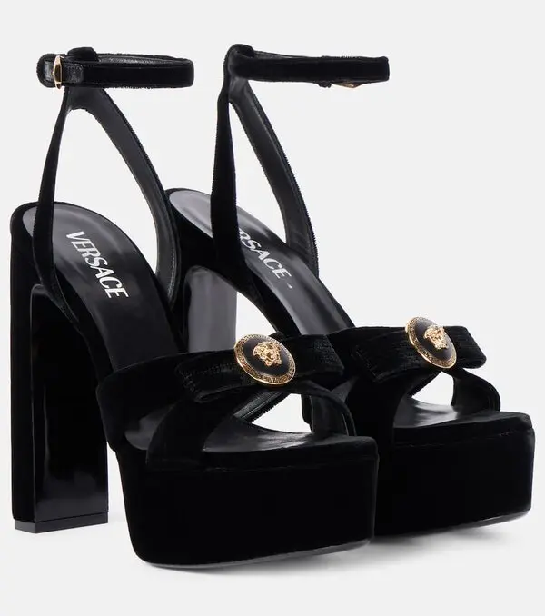 Versace Medusa Velvet Platform Sandals