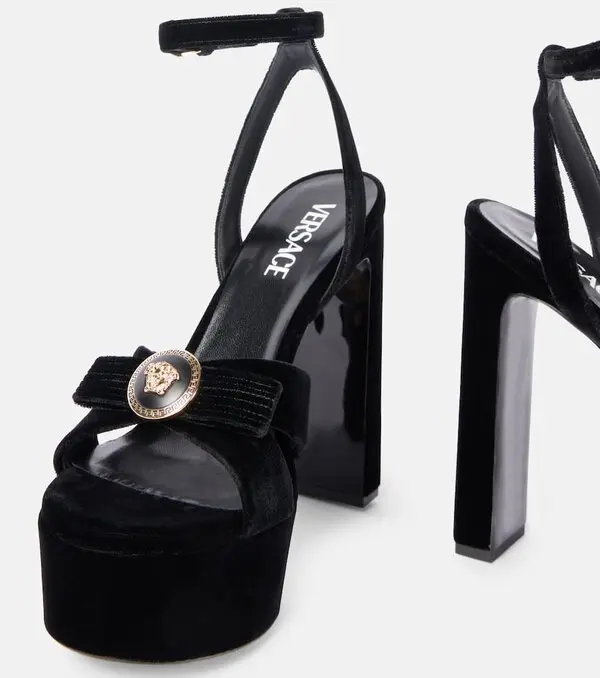 Versace Medusa Velvet Platform Sandals