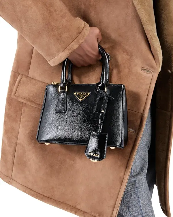 Prada Galleria Mini Patent Saffiano Bag - Black