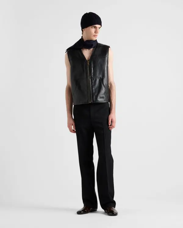 Prada Leather And Shearling Vest - Black | Editorialist