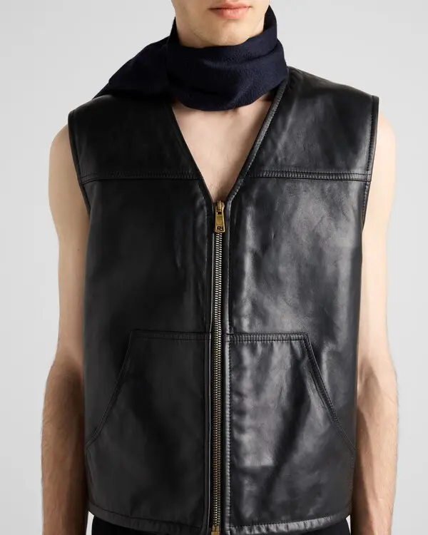 Prada Leather And Shearling Vest - Black | Editorialist