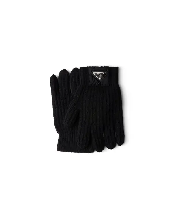 Prada Wool And Cashmere Gloves - Black