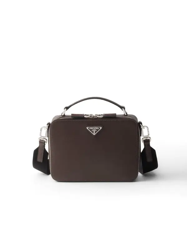 Prada Brique Medium Saffiano Leather Bag - Brown