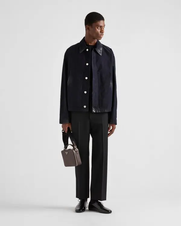 Prada Moleskin Blouson Jacket - Navy | Editorialist