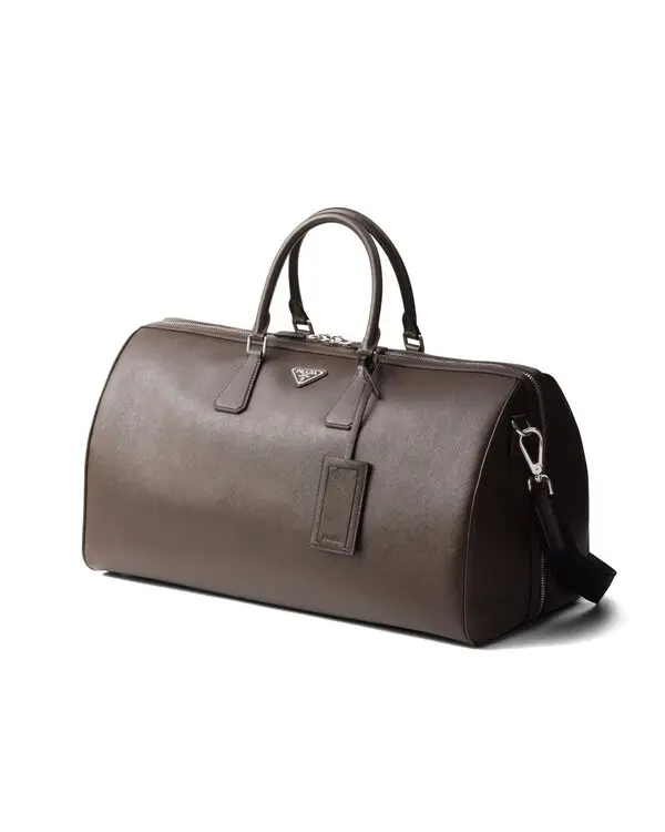 Prada Saffiano Leather Travel Bag - Brown