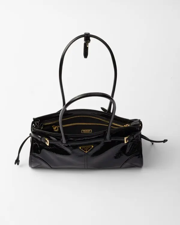 Prada Naplak Patent Leather Handbag - Black | Editorialist