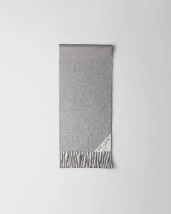 Prada Double Cashmere Scarf - Gray/chalk White