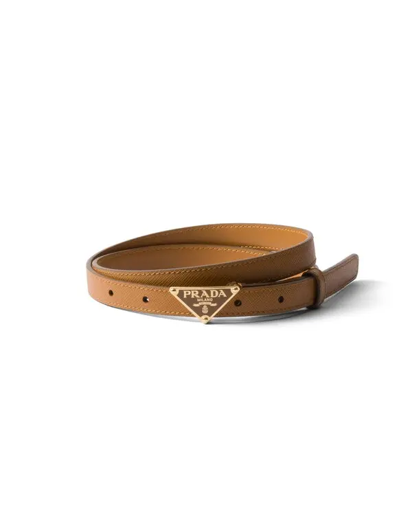 Prada Saffiano Leather Belt - Brown