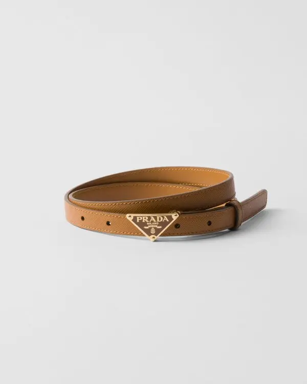 Prada Saffiano Leather Belt - Caramel
